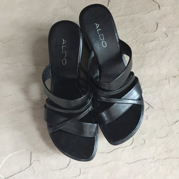 Aldo | Shoes | Aldo Black Wedge Sandal | Poshmark
